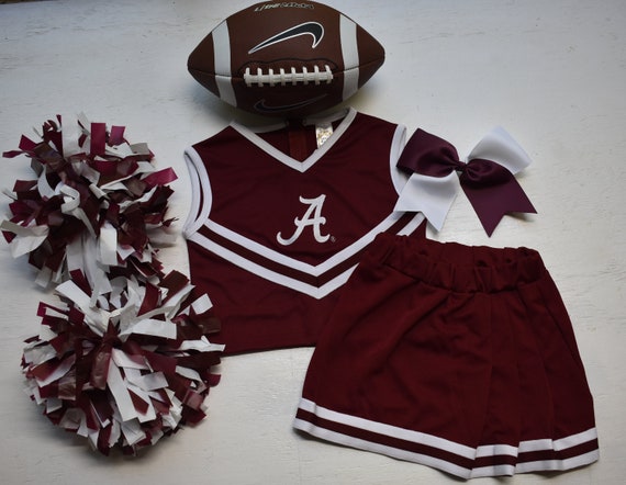 8 Girls ROLL TIDE ALABAMA Cheerleader Outfit Uniform Pom Poms - Etsy