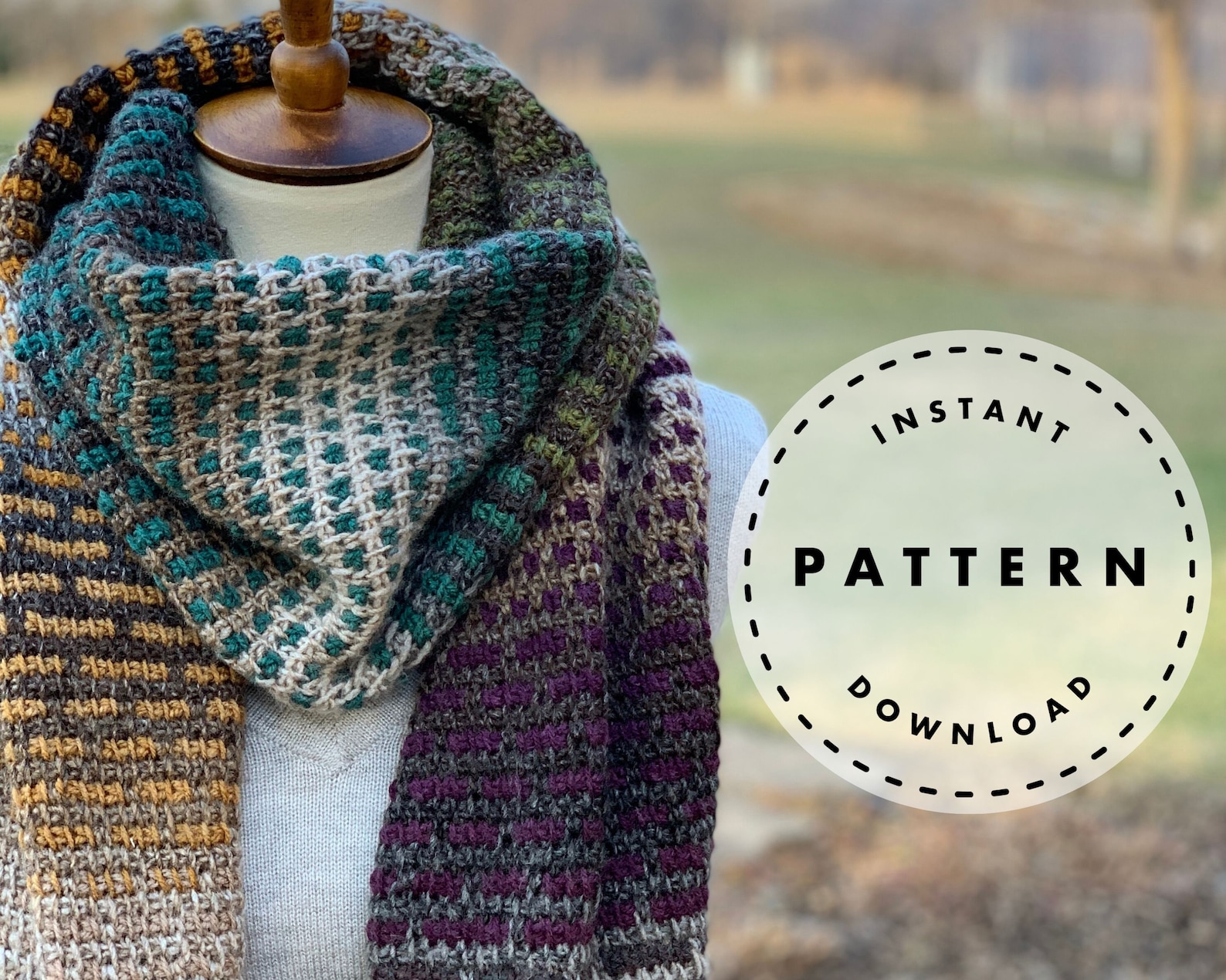 Tunisian Crochet PATTERN // Modern Scarf PATTERN // Color - Etsy