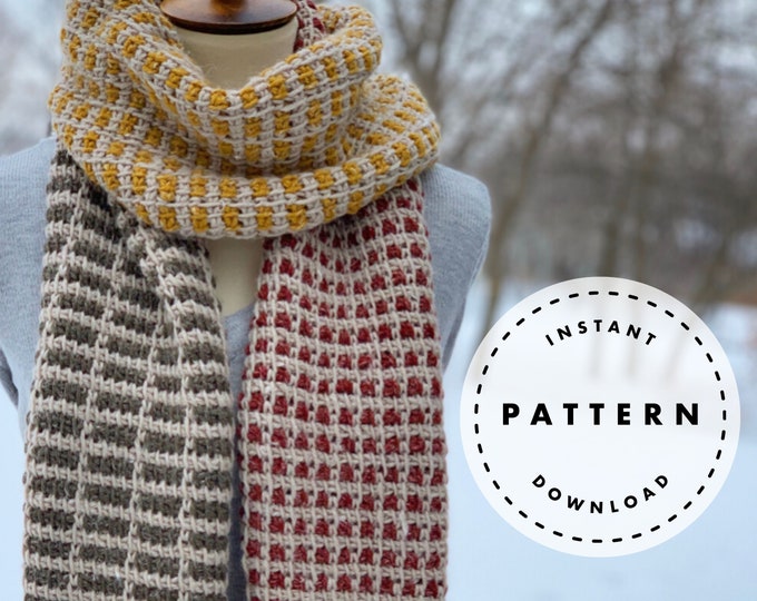 Tunisian Crochet Scarf PATTERN // Modern Scarf PATTERN // - Etsy