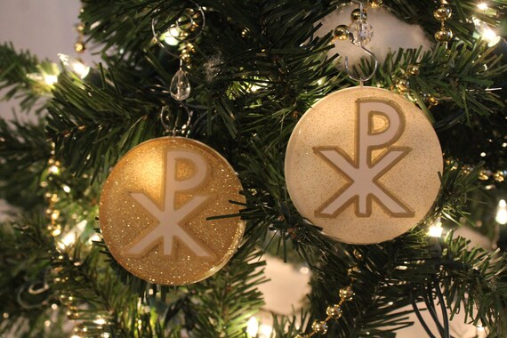 Chi Rho Chrismon Ornament white or Gold | Etsy