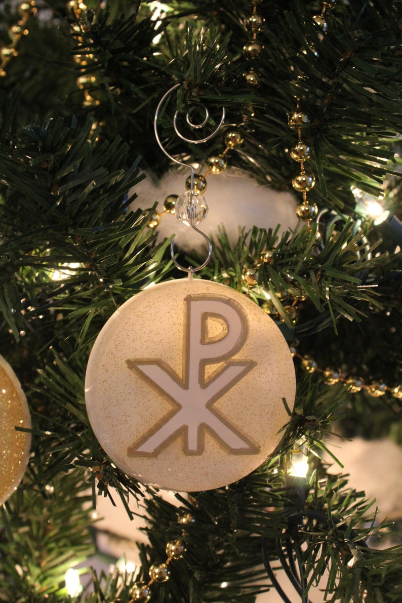 Chi Rho Chrismon Ornament white or Gold - Etsy