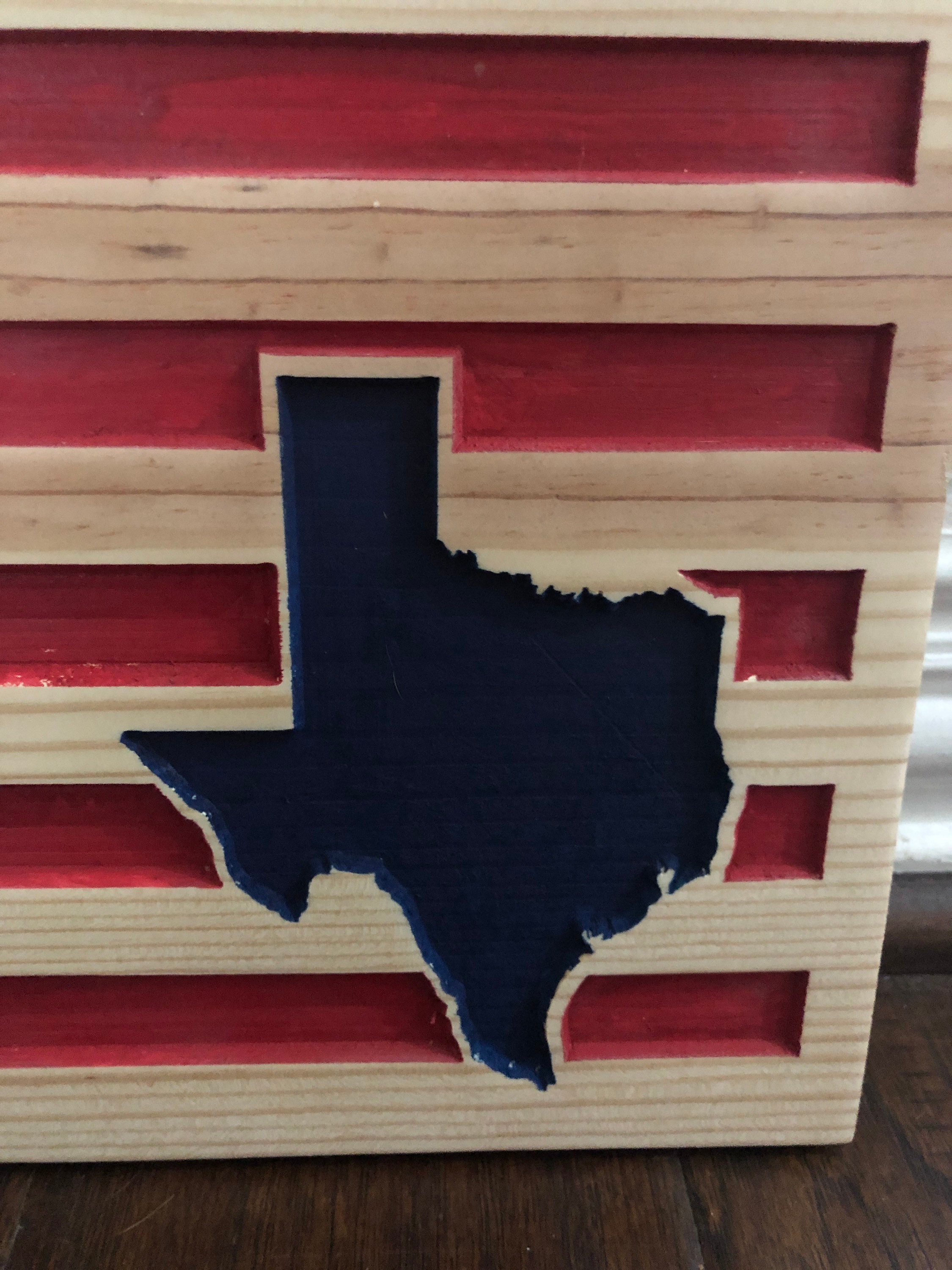 Carved Wooden American Flag With Texas Inlay - Etsy