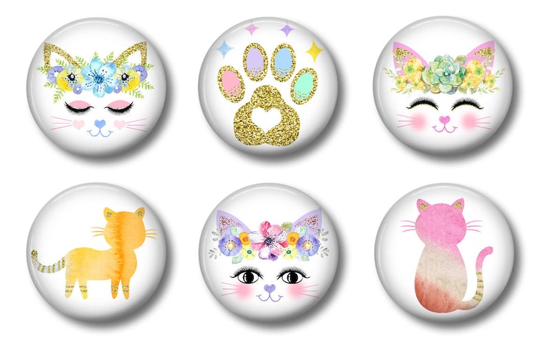 KITTY FACES CAT Magnets Cute Locker Magnets for Girls - Etsy
