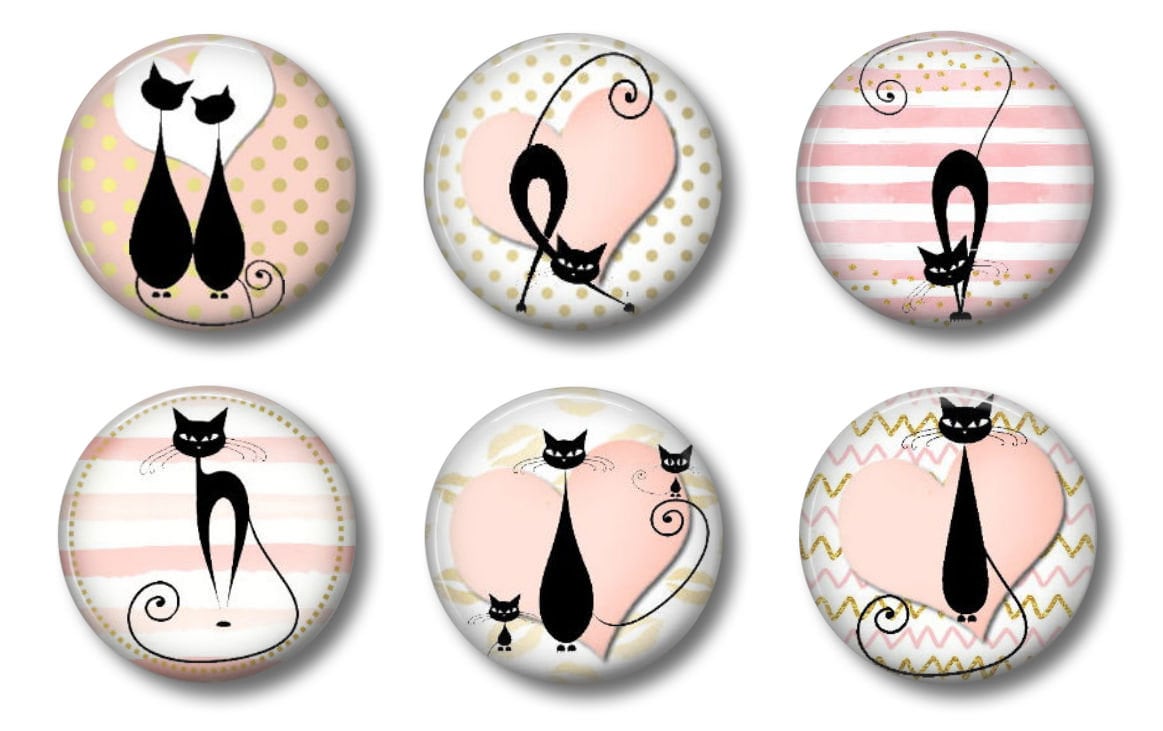 Pink and Black CAT MAGNETS Cute Locker Magnets for Girls Refrigerator ...