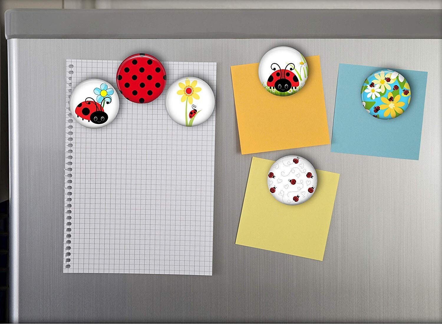 Ladybug Magnets - Set of Six 1.75" Button Style - Locker Magnets for ...