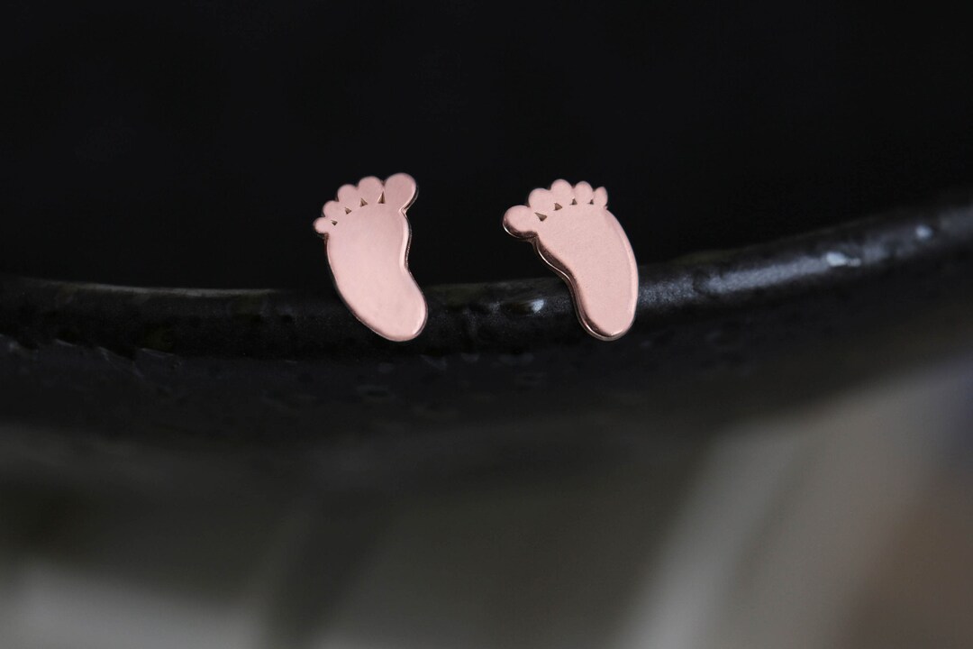 Tiny Baby Feet Earrings in 14 Karat Gold, Rose Gold, New Mom Earrings ...