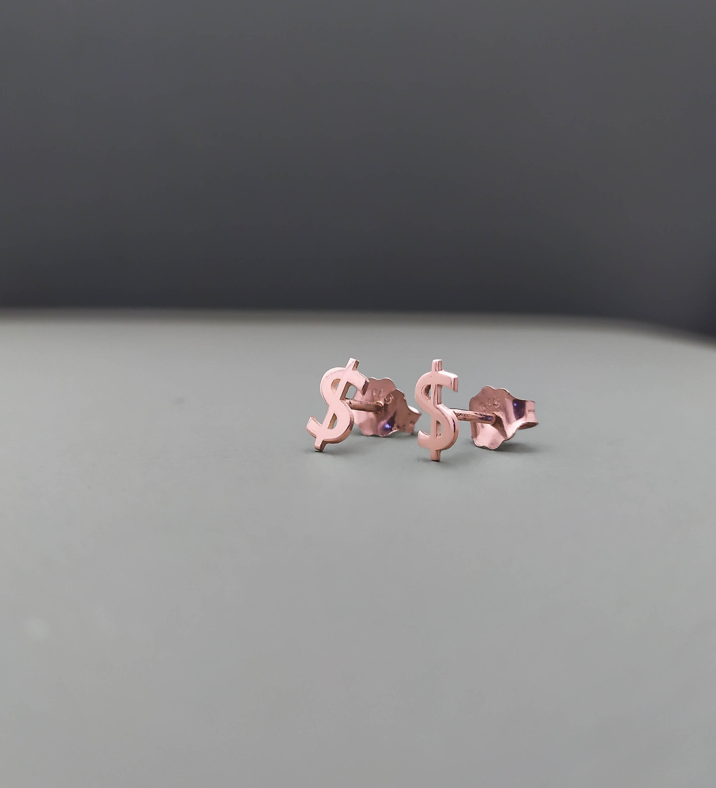 Gold Dollar Stud Earrings, 14K Gold Earrings, Yellow Gold, Money ...