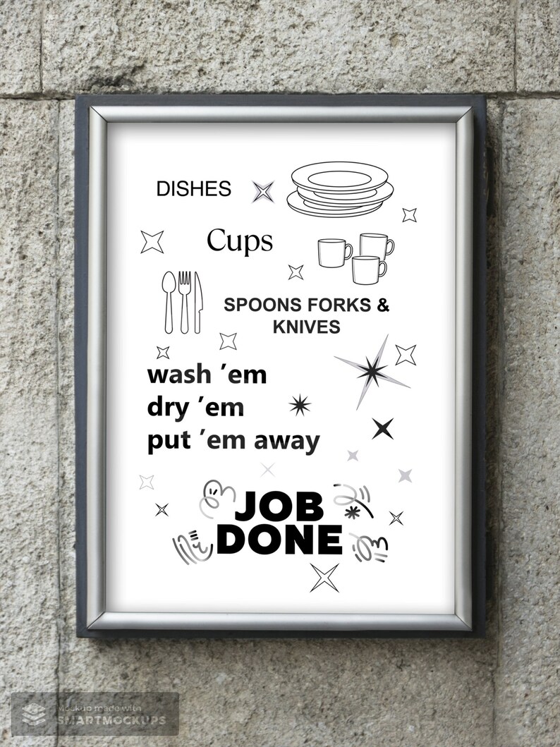 Wash Dishes Sign A4 - Etsy