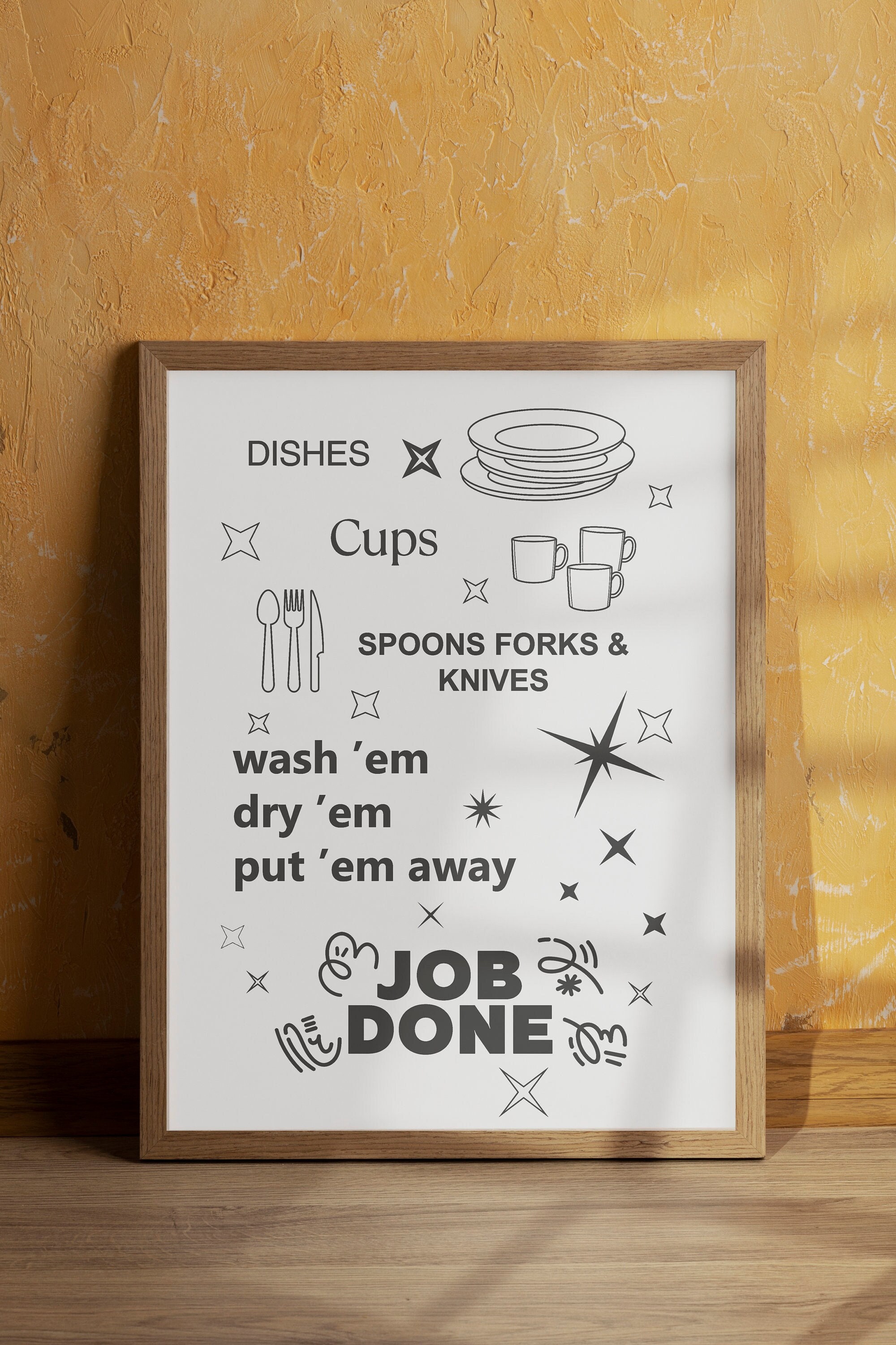 Wash Dishes Sign A4 - Etsy UK