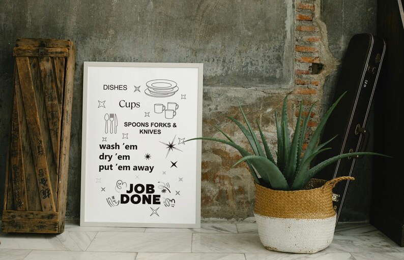 Wash Dishes Sign A4 - Etsy