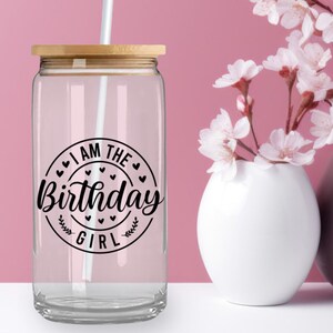 Birthday Girl Glass Can Cup, Birthday for Any Age, Glass Can With ...