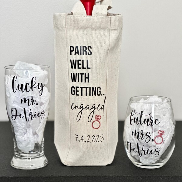 Engagement Glasses for Couple - Etsy