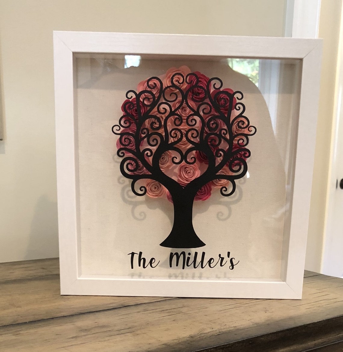 Family Tree Shadow Box. Paper Flowers. Custom wall hanging. | Etsy