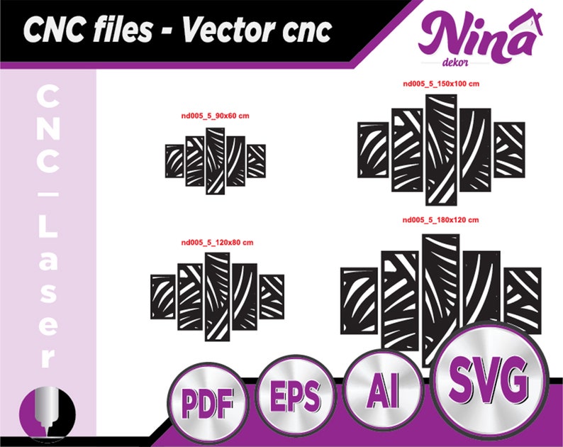 Lines 5 Panels. Laser Cut Files Svg Eps AI Pdf Laser Svg - Etsy
