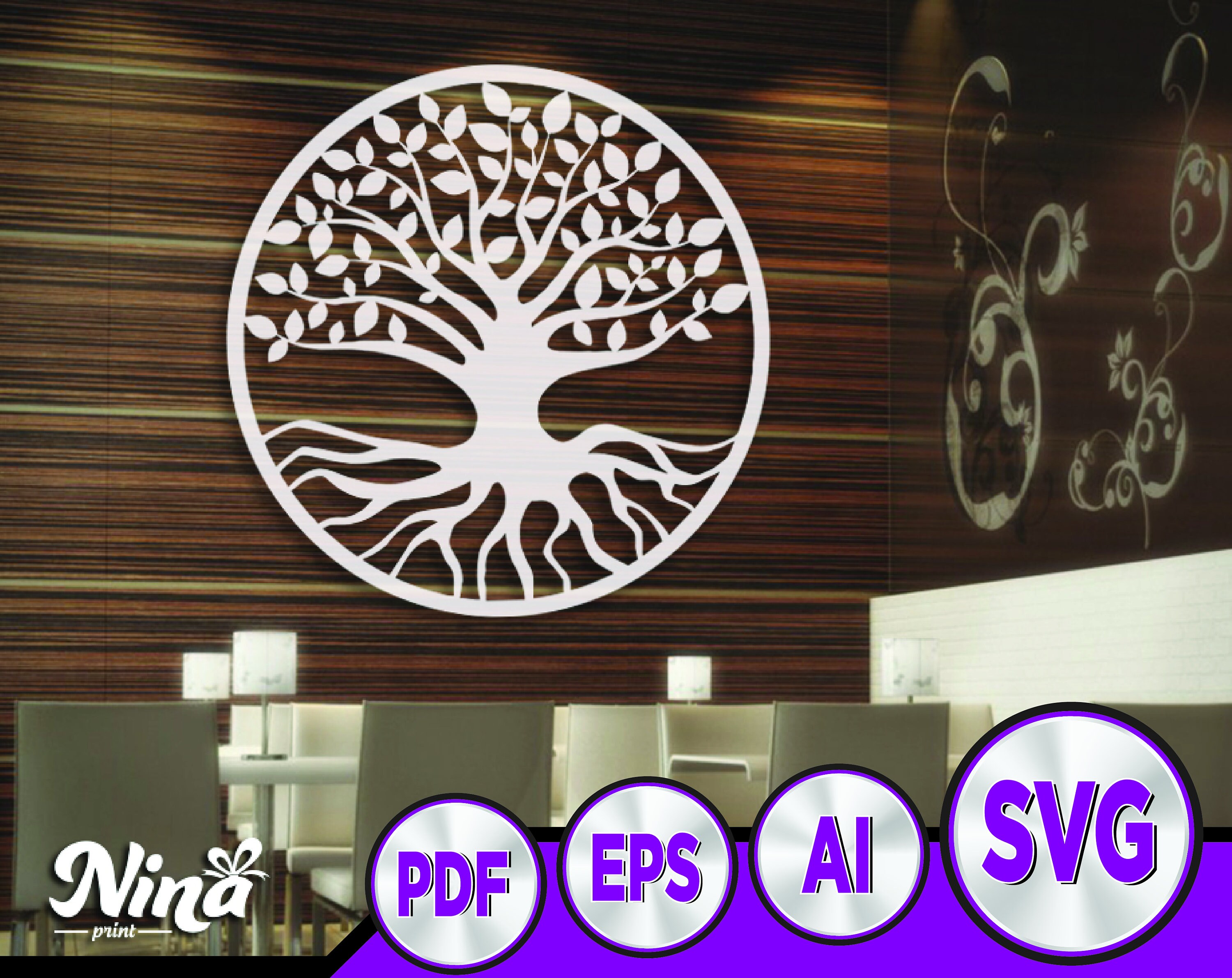 TREE CIRCLE Panels. Laser Cut Files Svg, Eps, AI, Pdf, Laser Svg File ...