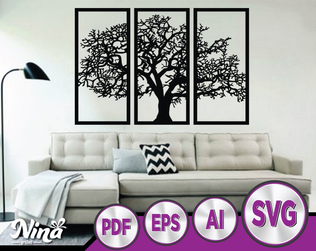 Tree Branches 3 Panels. Laser Cut Files Svg, Eps, AI, Pdf, Laser Svg ...