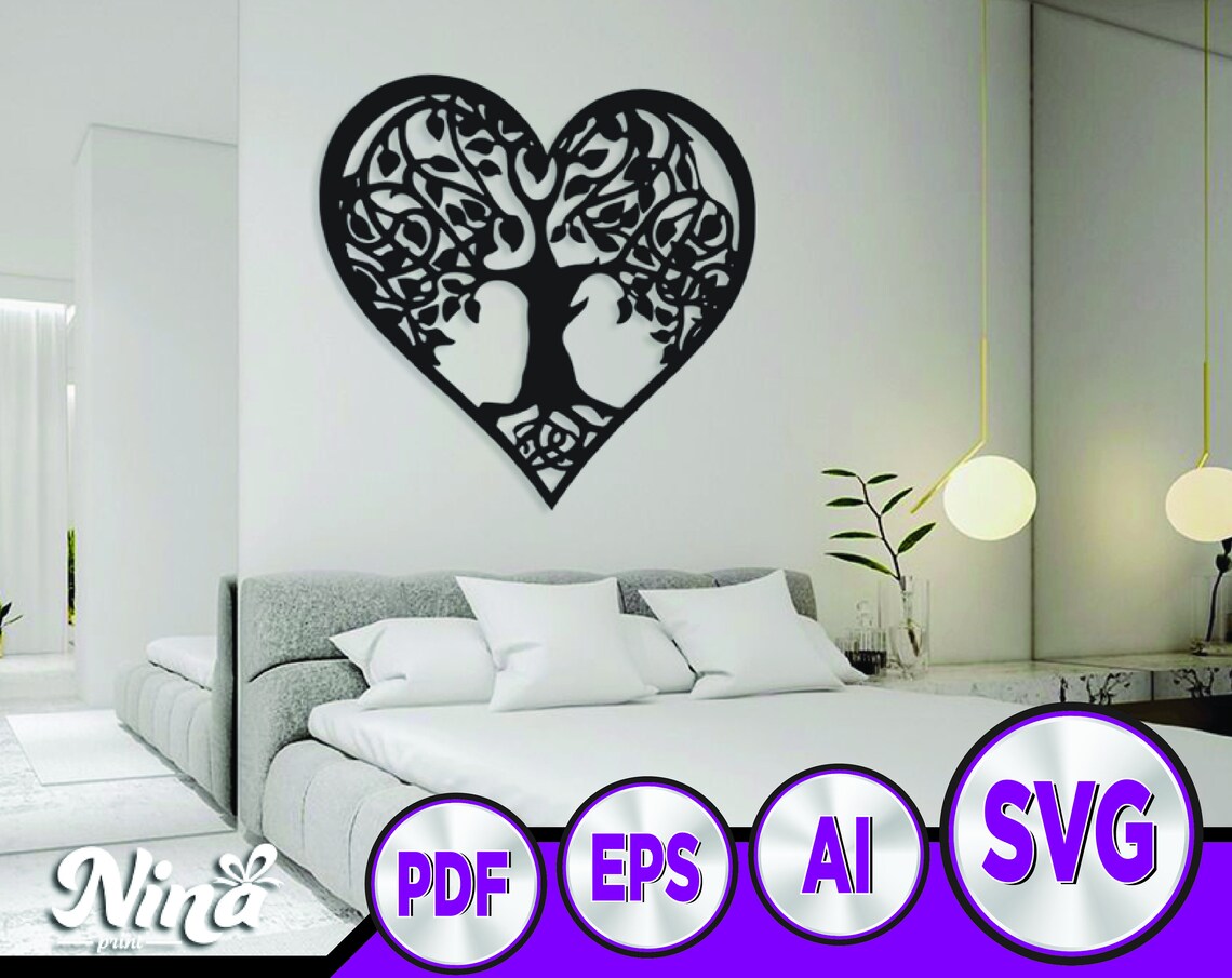Tree Heart. Laser Cut Files Svg, Eps, AI, Pdf, Laser Svg File, Cnc ...
