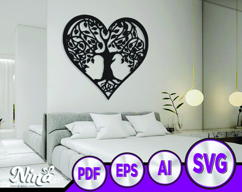 Tree Heart. Laser Cut Files Svg, Eps, AI, Pdf, Laser Svg File, Cnc ...