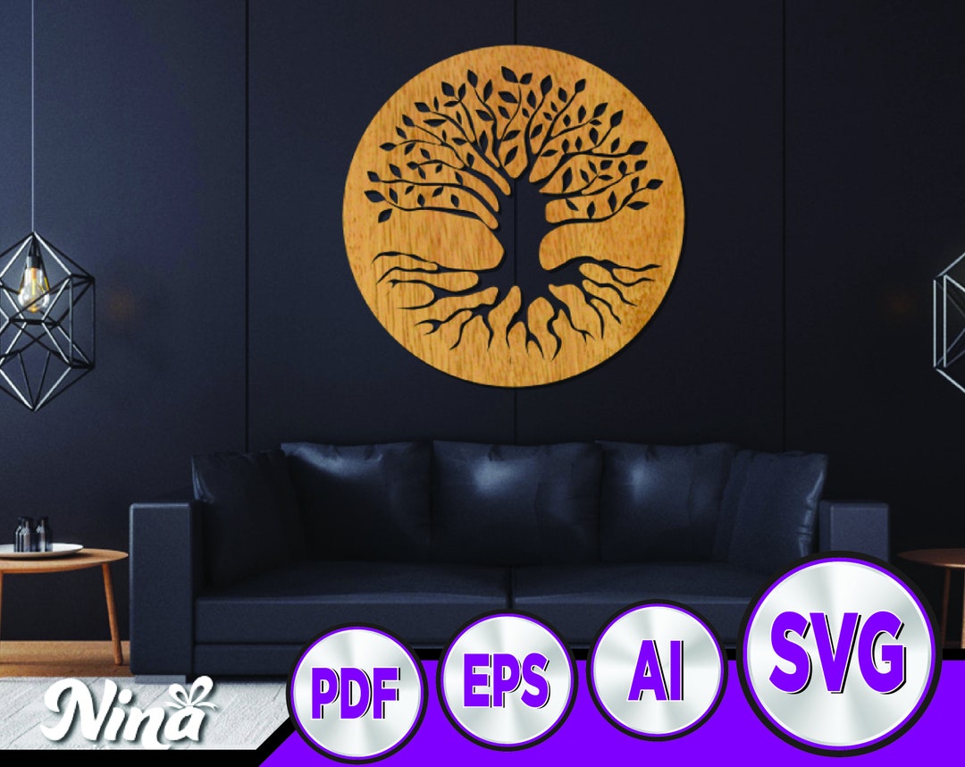 TREE CIRCLE. Laser Cut Files Svg, Eps, AI, Pdf, Laser Svg File, Cnc ...