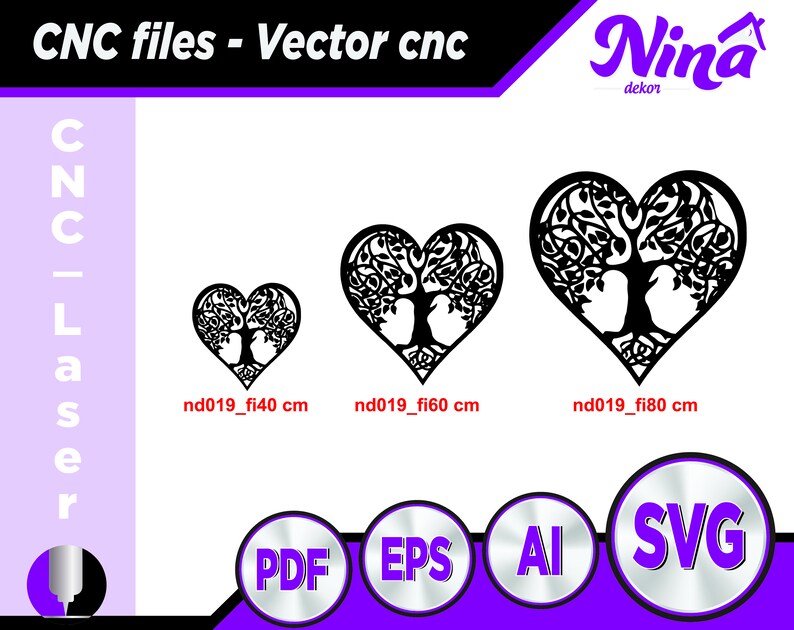 Tree Heart. Laser Cut Files Svg Eps AI Pdf Laser Svg File - Etsy