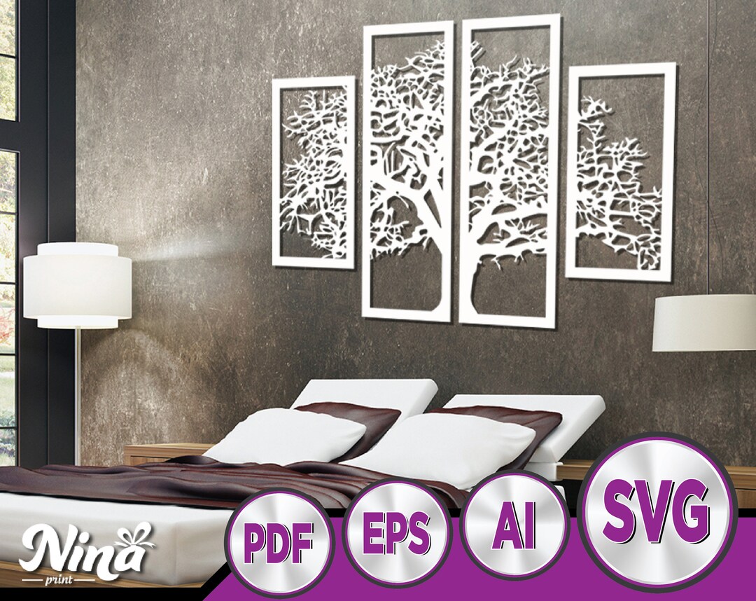 Tree Branches 4 Panels. Laser Cut Files Svg, Eps, AI, Pdf, Laser Svg ...