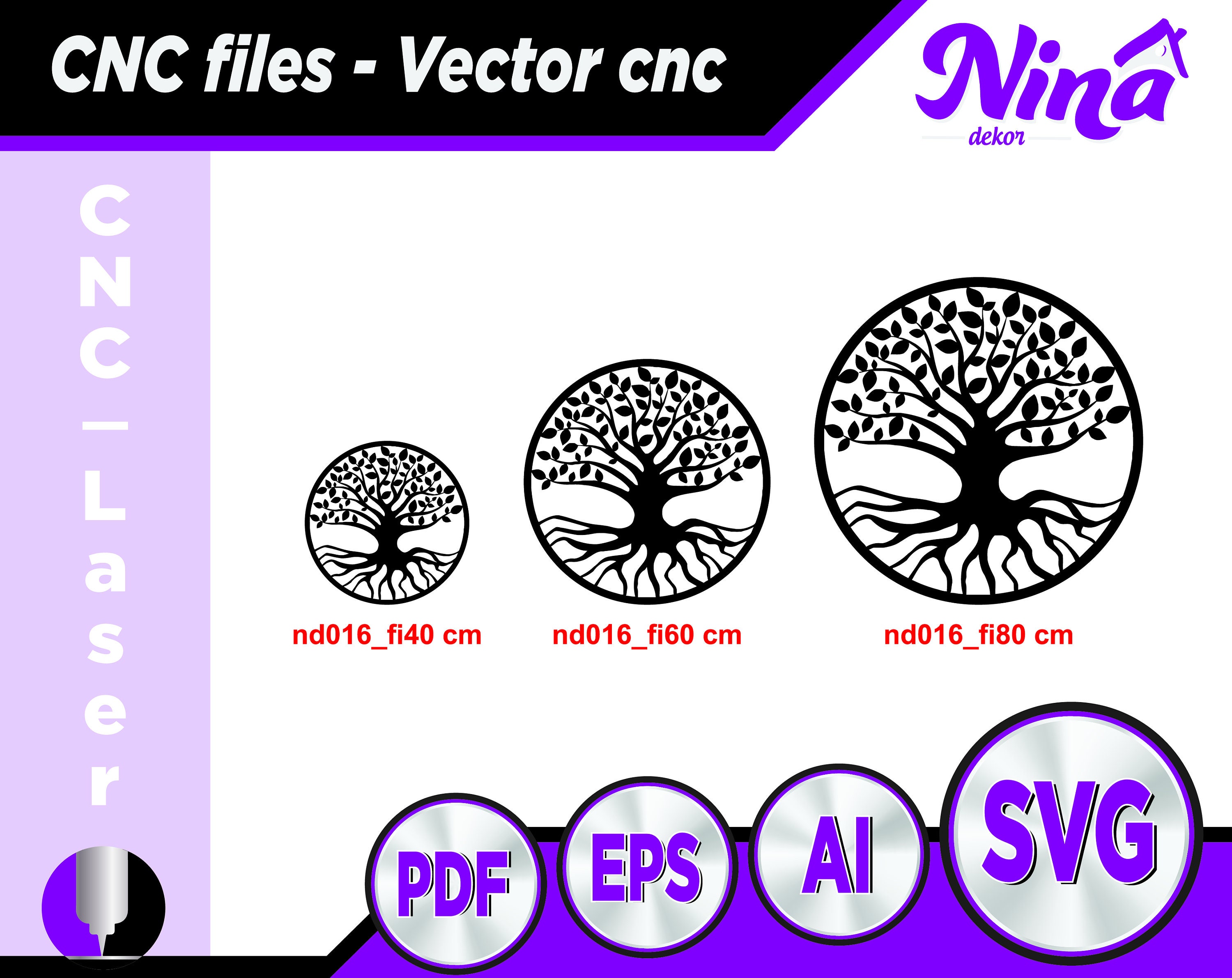 TREE CIRCLE Panels. Laser Cut Files Svg, Eps, AI, Pdf, Laser Svg File ...