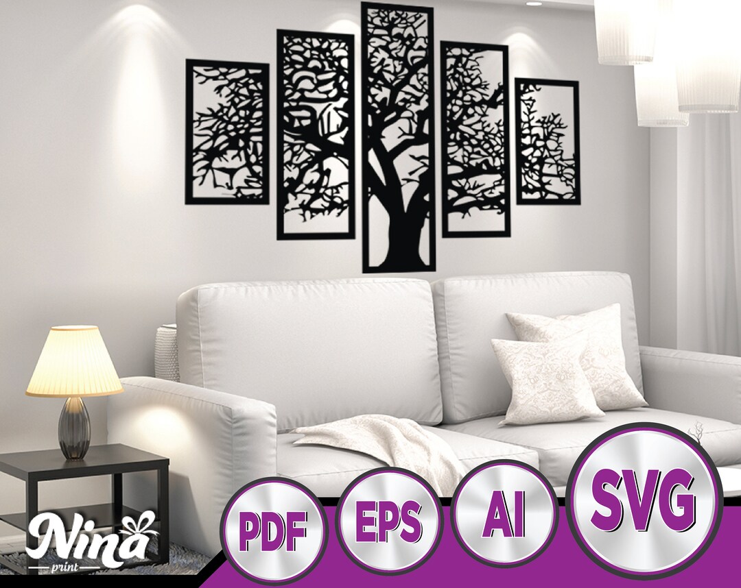 Tree Branches 5 Panels. Laser Cut Files Svg, Eps, AI, Pdf, Laser Svg ...
