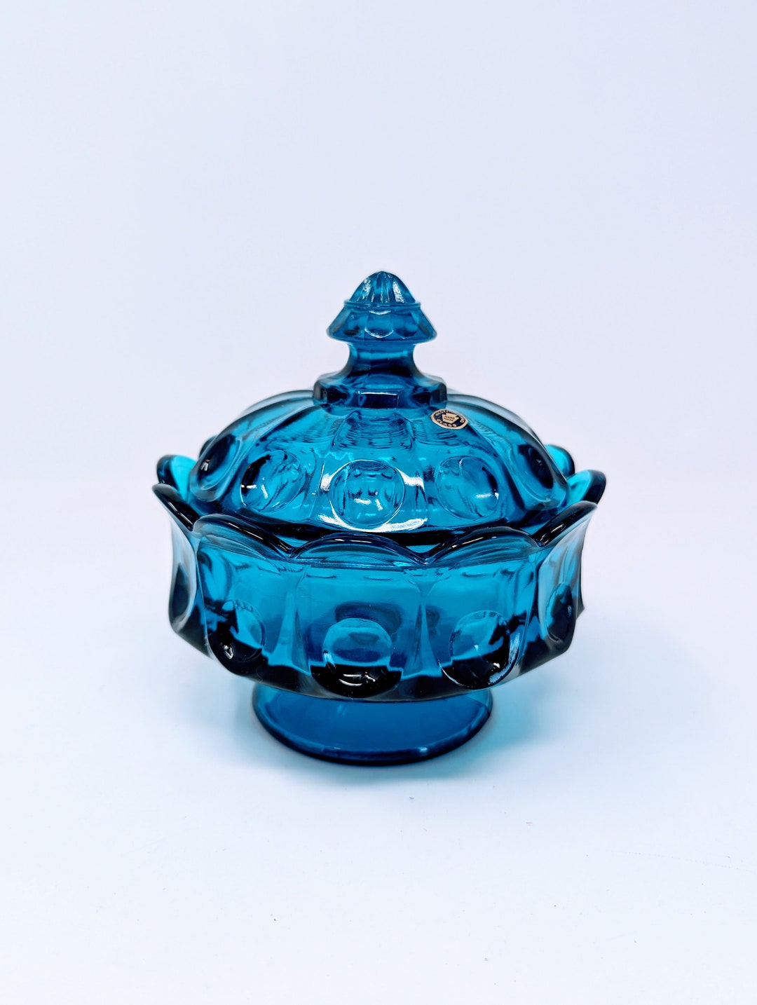 Westmoreland Glass Dark Aqua Blue Candy Dish With Lid - Etsy