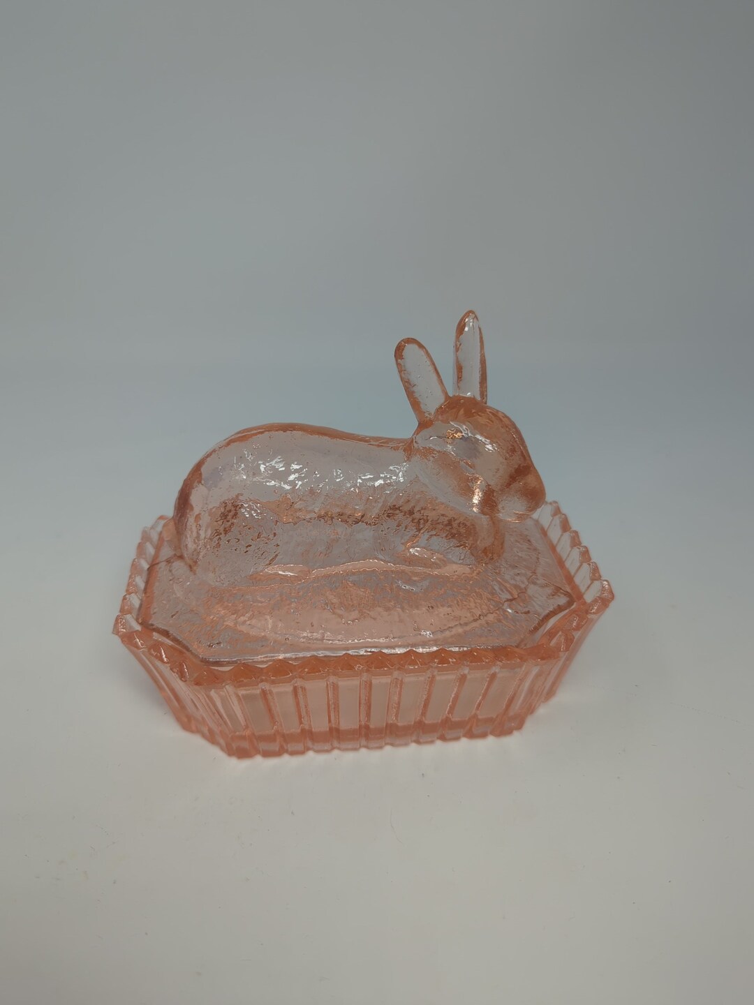 Pink Rabbit on Nest Glass Covered Dish and Westmoreland Rooster on Dish ...