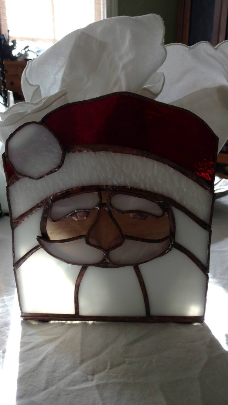 Santa Stained Glass Large Box - Etsy