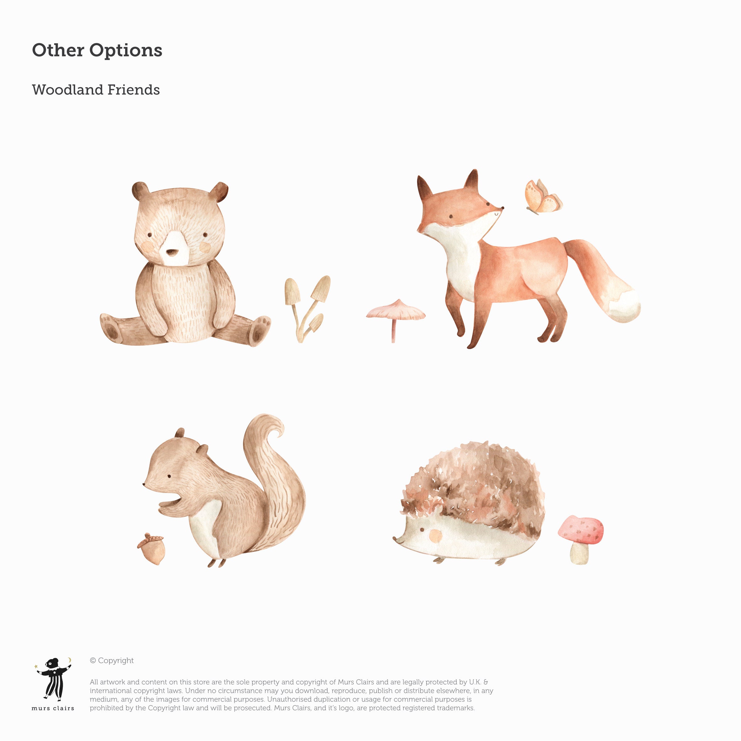 Bear - Little Woodland Friends - Fabric Wall Stickers - Removable ...