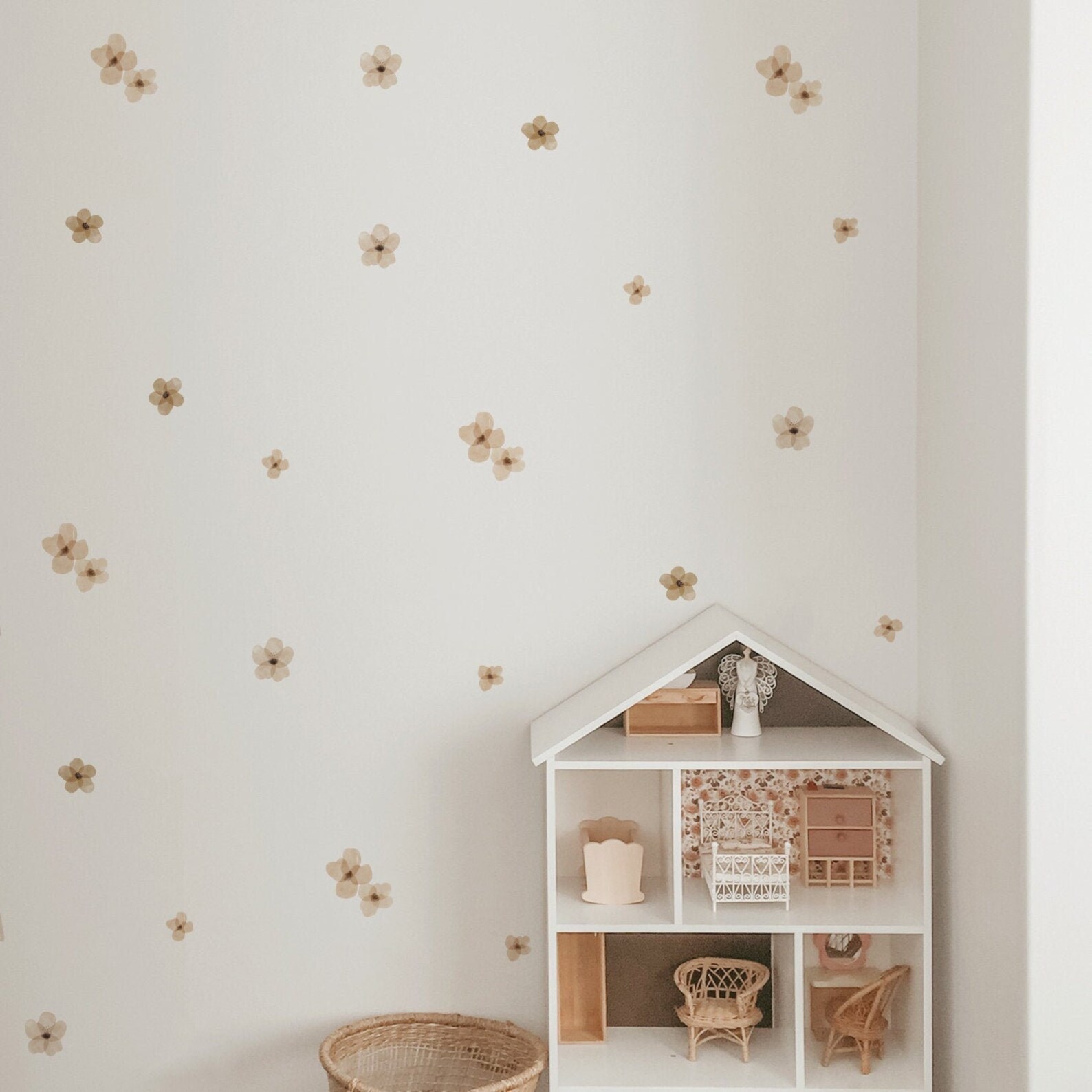 Marron Flowers Fabric Wall Stickers Removable & Reusable | Etsy