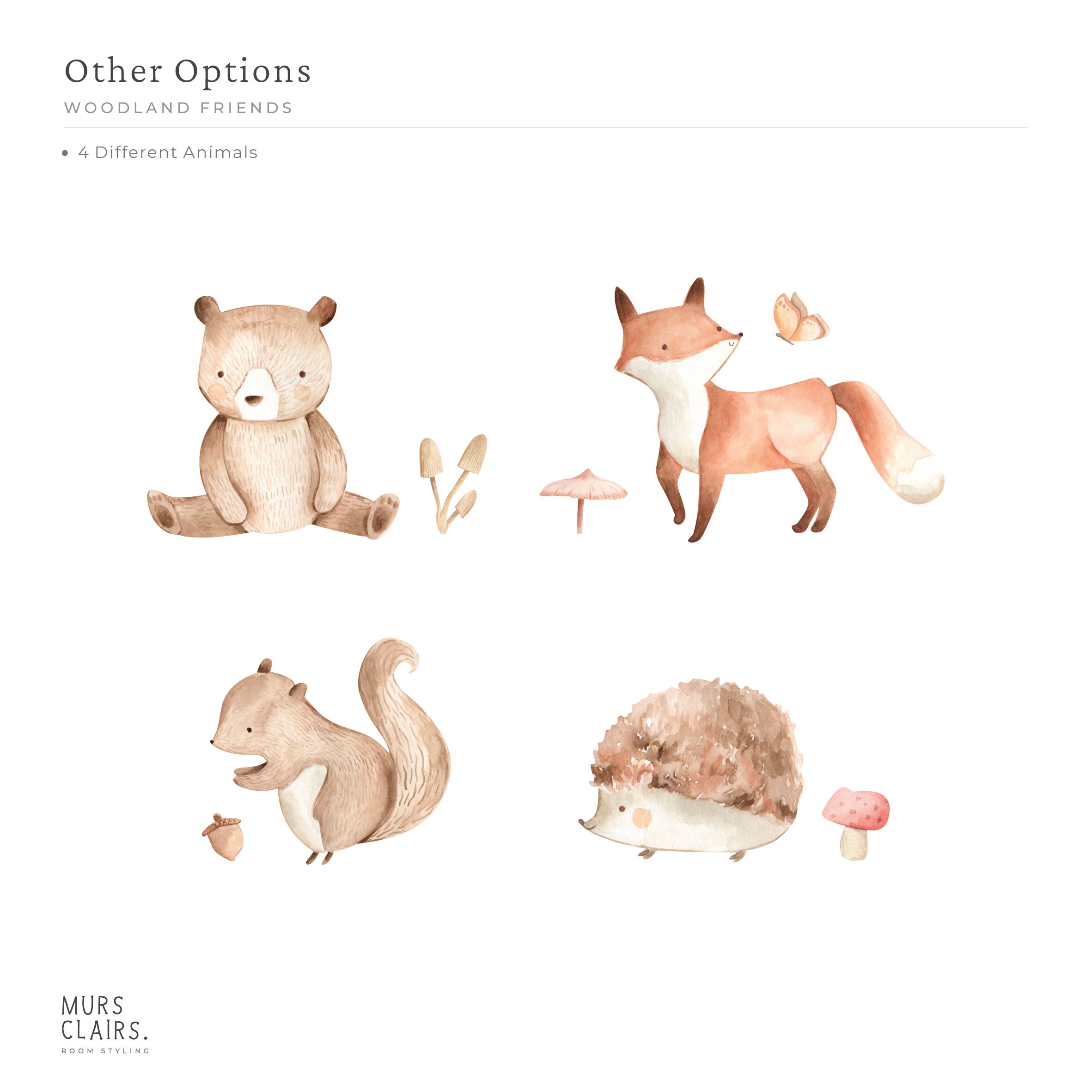 Bear Little Woodland Friends Fabric Wall Stickers - Etsy UK