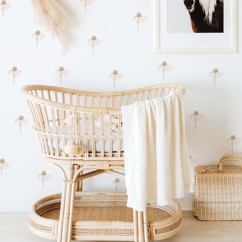 Falling Flowers Fabric Wall Stickers Removable & Reusable | Etsy