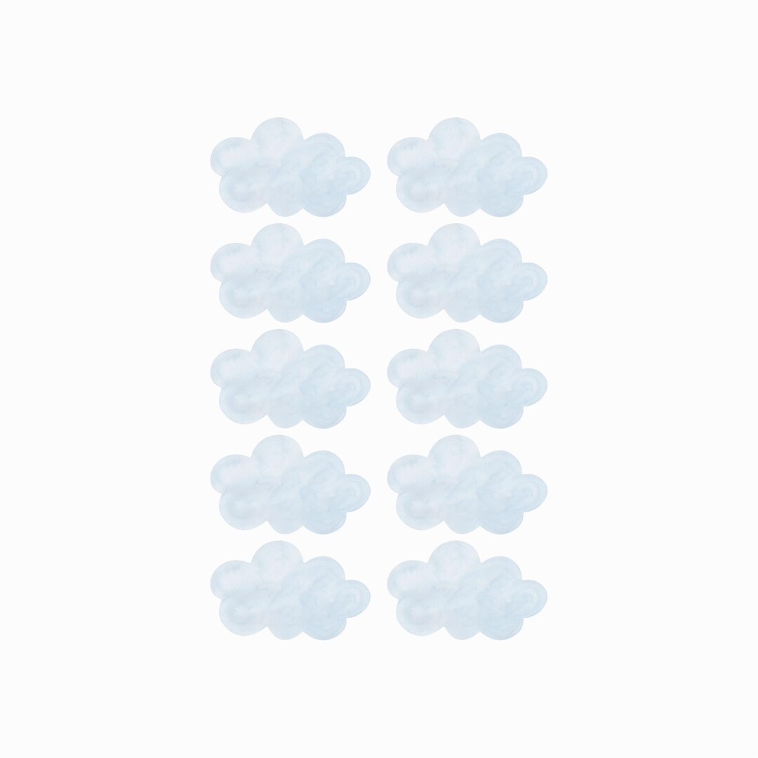 Blue Watercolour Clouds Fabric Wall Stickers. Removable & Reusable. - Etsy