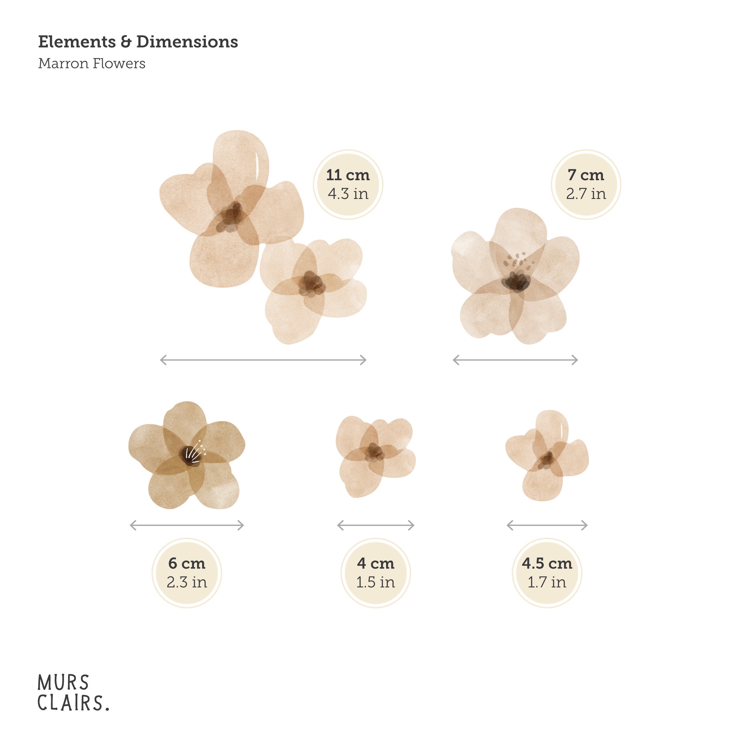 Marron Flowers Fabric Wall Stickers Removable & Reusable - Etsy