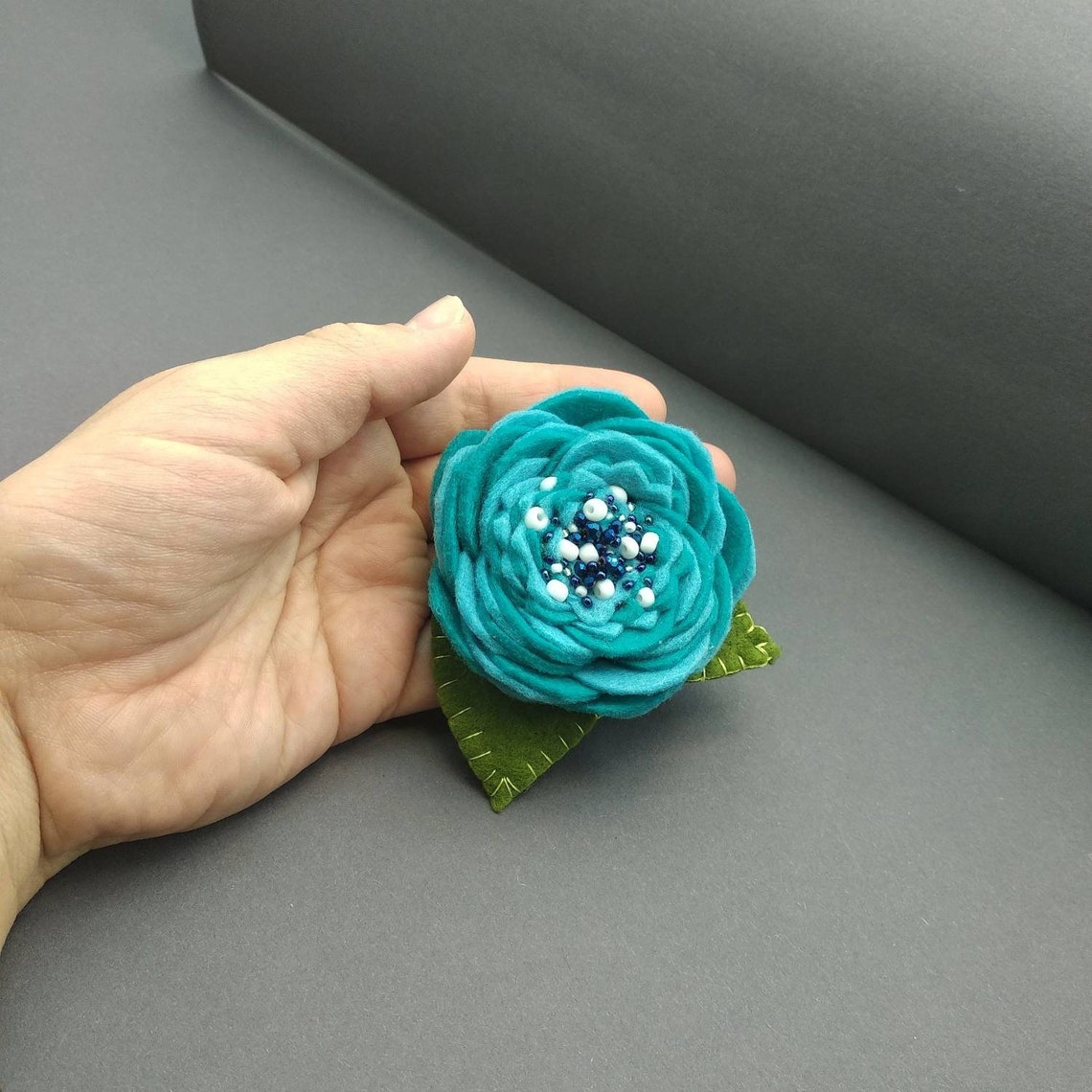 Filz Blume Brosche Filz Blumen blau rose Broschen Stoff Blumenbrosche ...