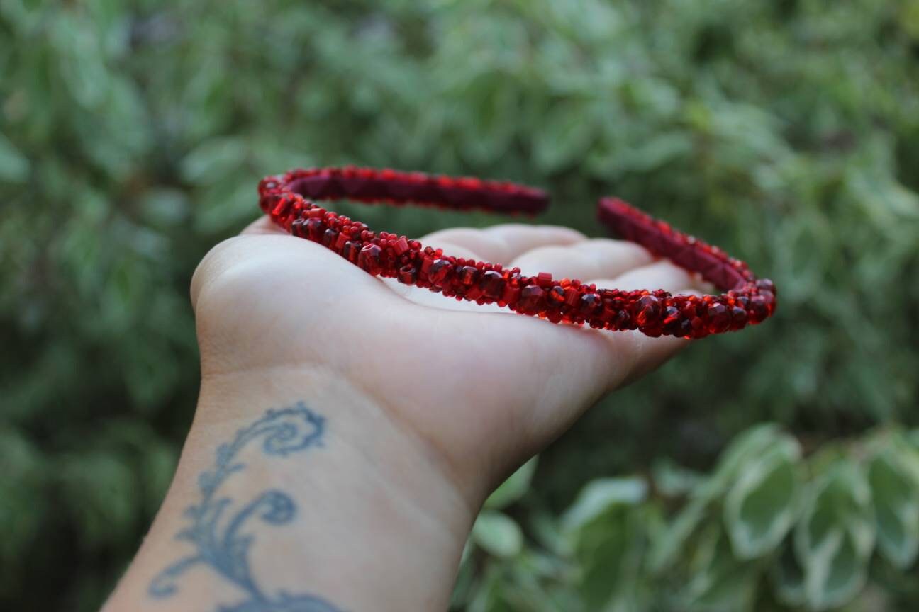 Royal Bead Headband Luxury Headband Red Head Tiara Wedding - Etsy