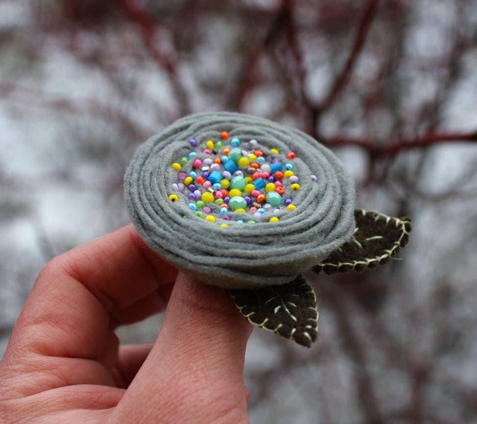 Felt Flower Brooch Felt Grey Flowers Felt Rose Brooches Fabric Flower ...