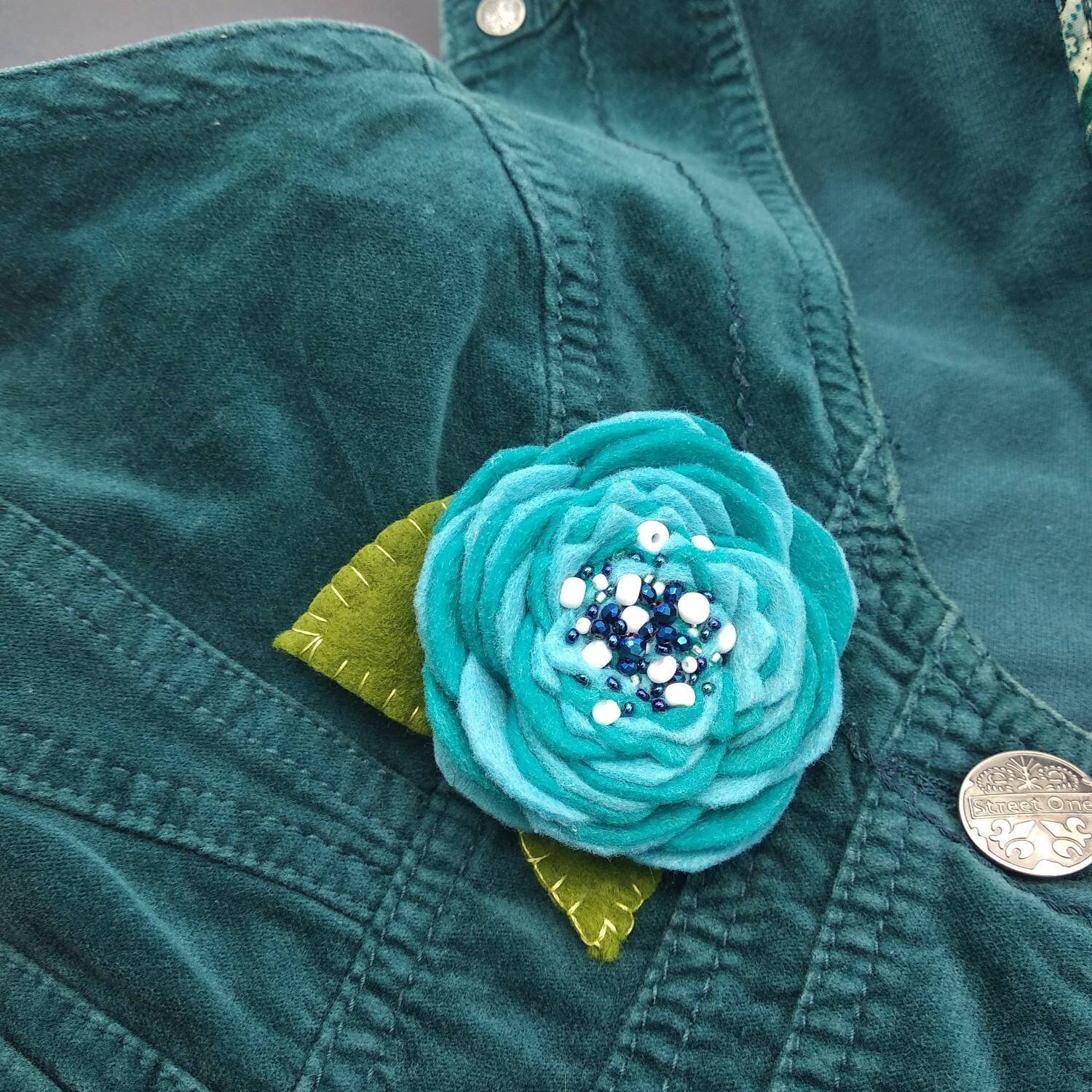 Filz Blume Brosche Filz Blumen blau rose Broschen Stoff Blumenbrosche ...