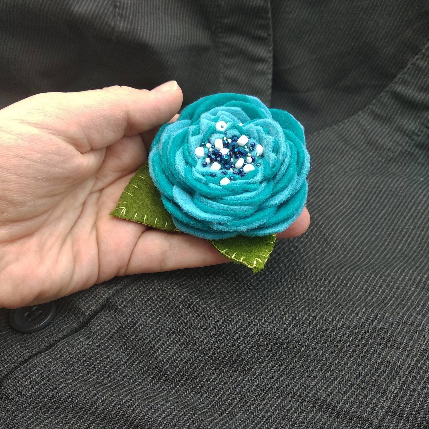 Filz Blume Brosche Filz Blumen blau rose Broschen Stoff Blumenbrosche ...