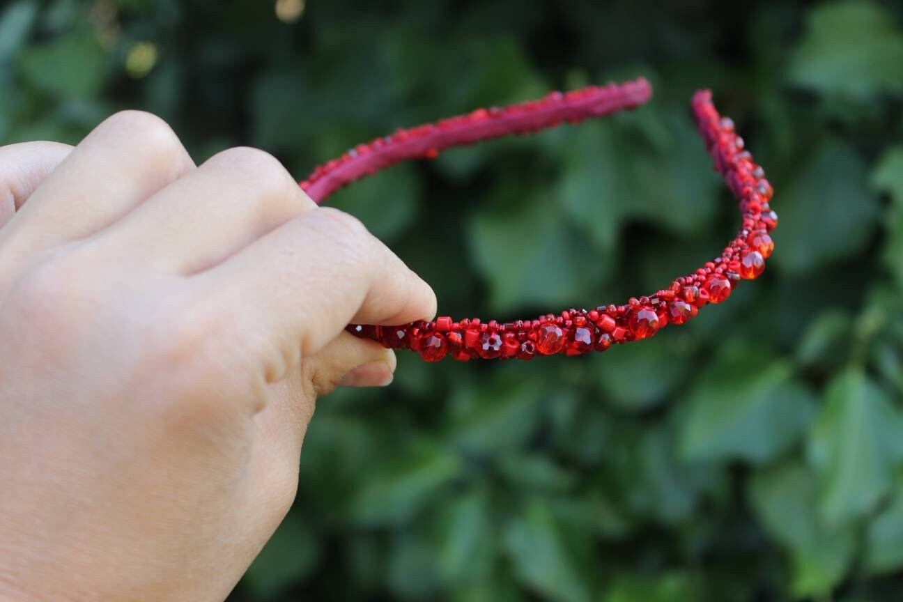 Royal Bead Headband Luxury Headband Red Head Tiara Wedding - Etsy