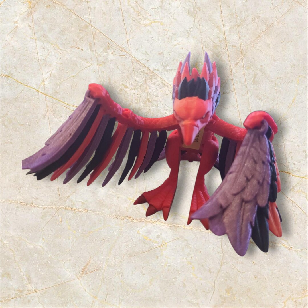 3D Printed Flexi Phoenix – Multicolor Fantasy Bird - Etsy