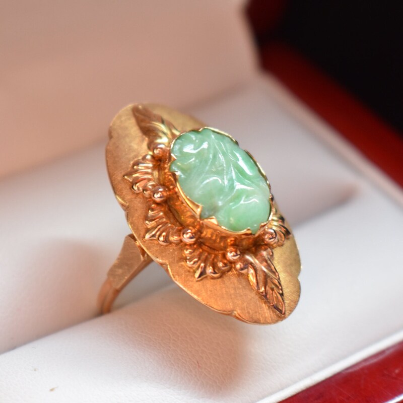 14k Jade Ring - Etsy