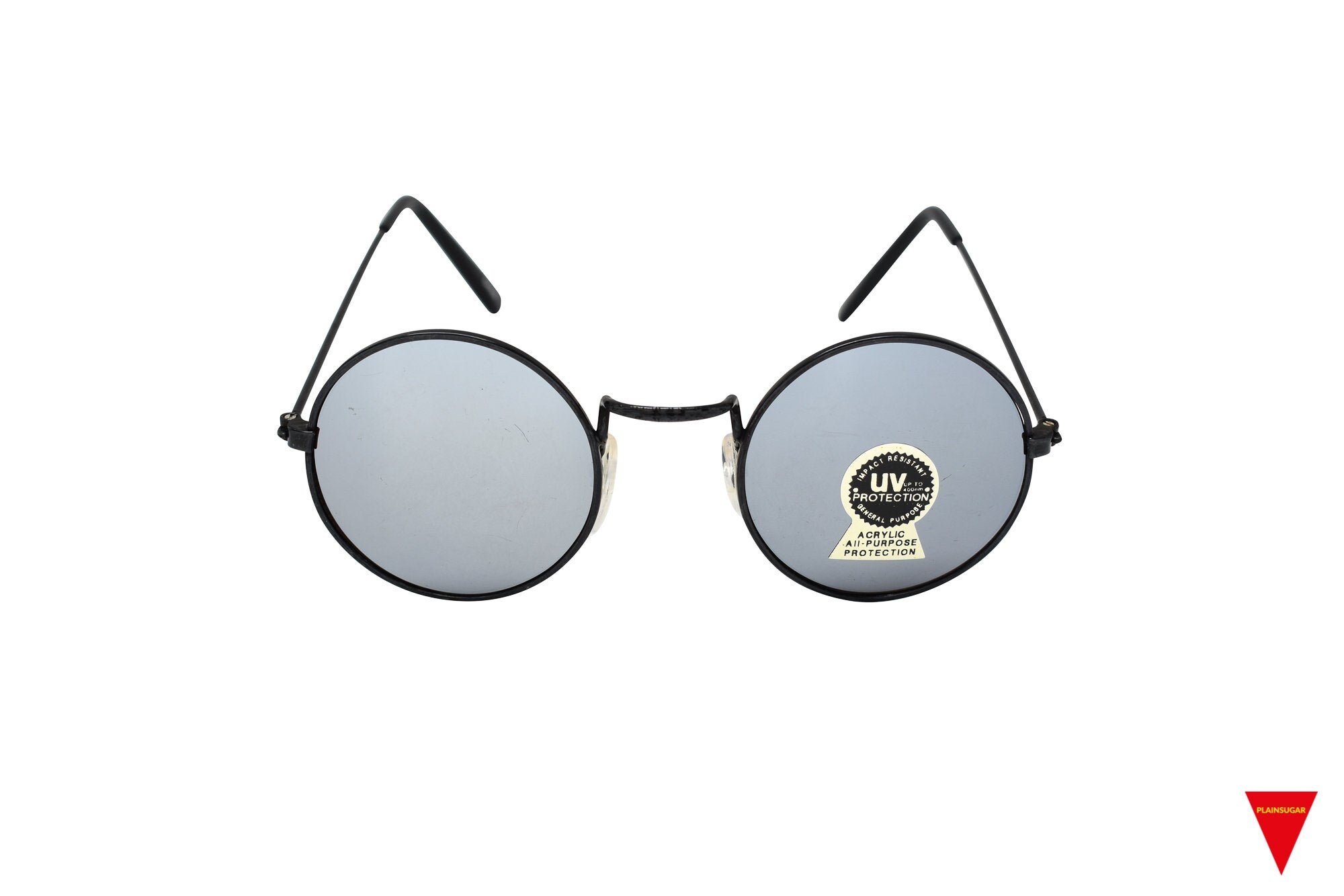 80's Small Round Glasses Vintage Black Frame Mirrored - Etsy