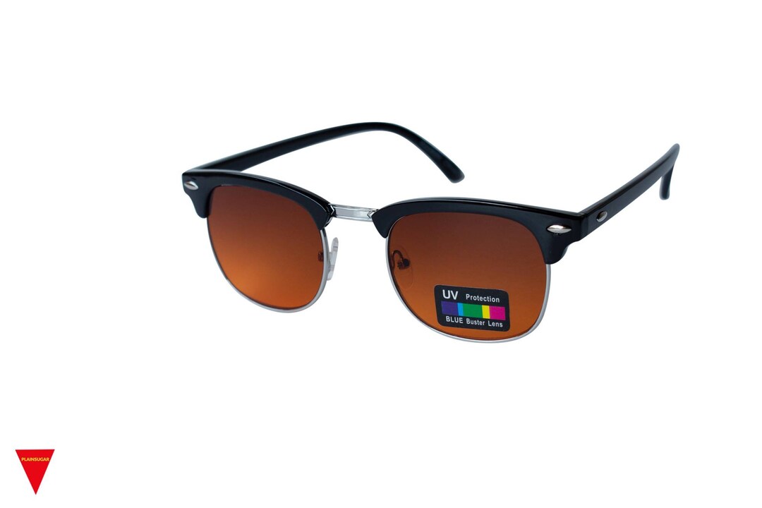 Vintage Sunglasses 90's Black Club-master Shades With Blue Blocker ...