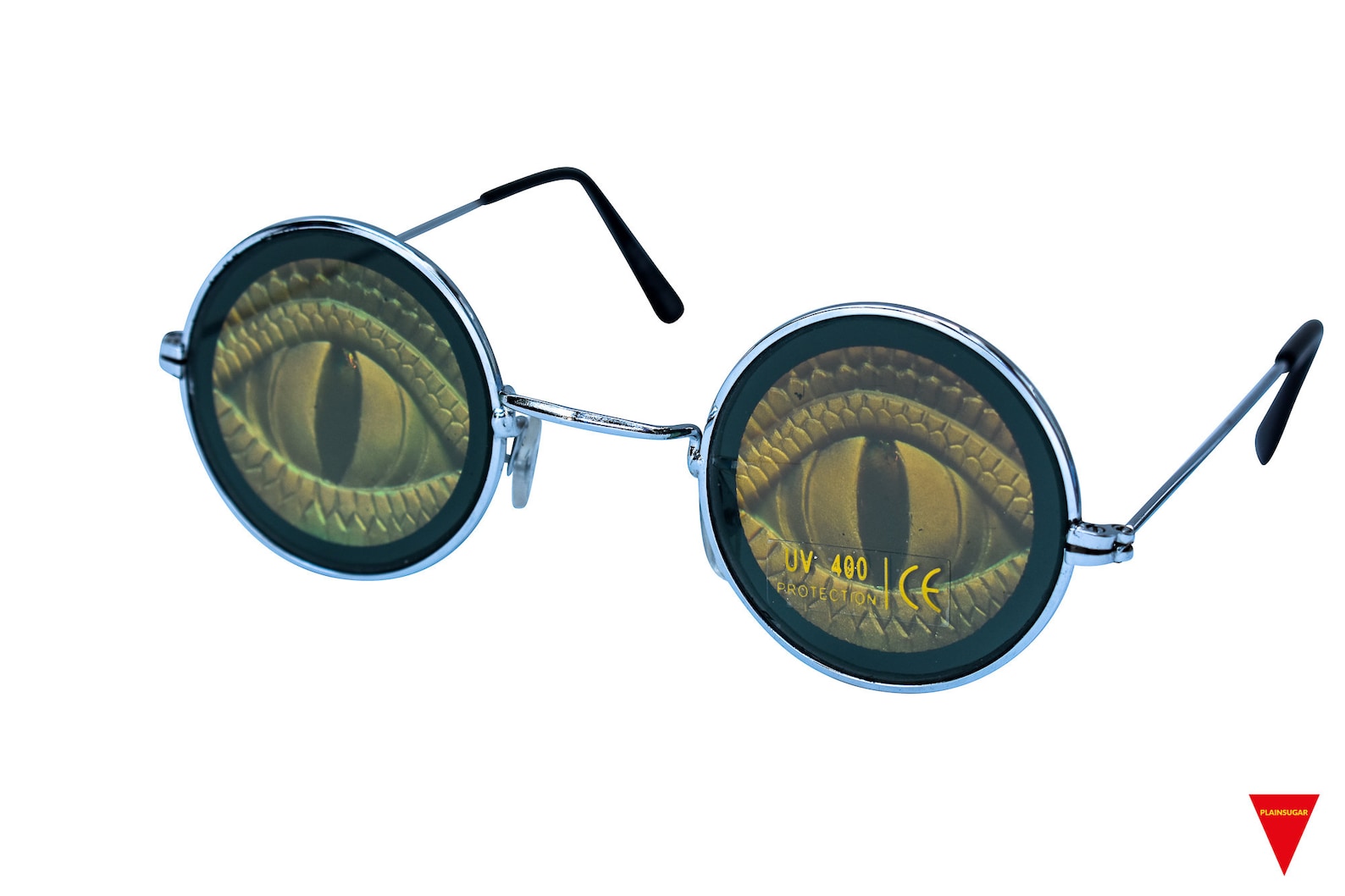 Vintage Snake Eyes Sunglasses: Round Silver Metal Frame, Glass Lenses ...