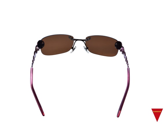 Y2k Pink Rimless Sunglasses With Brown Lenses For Gir Gem