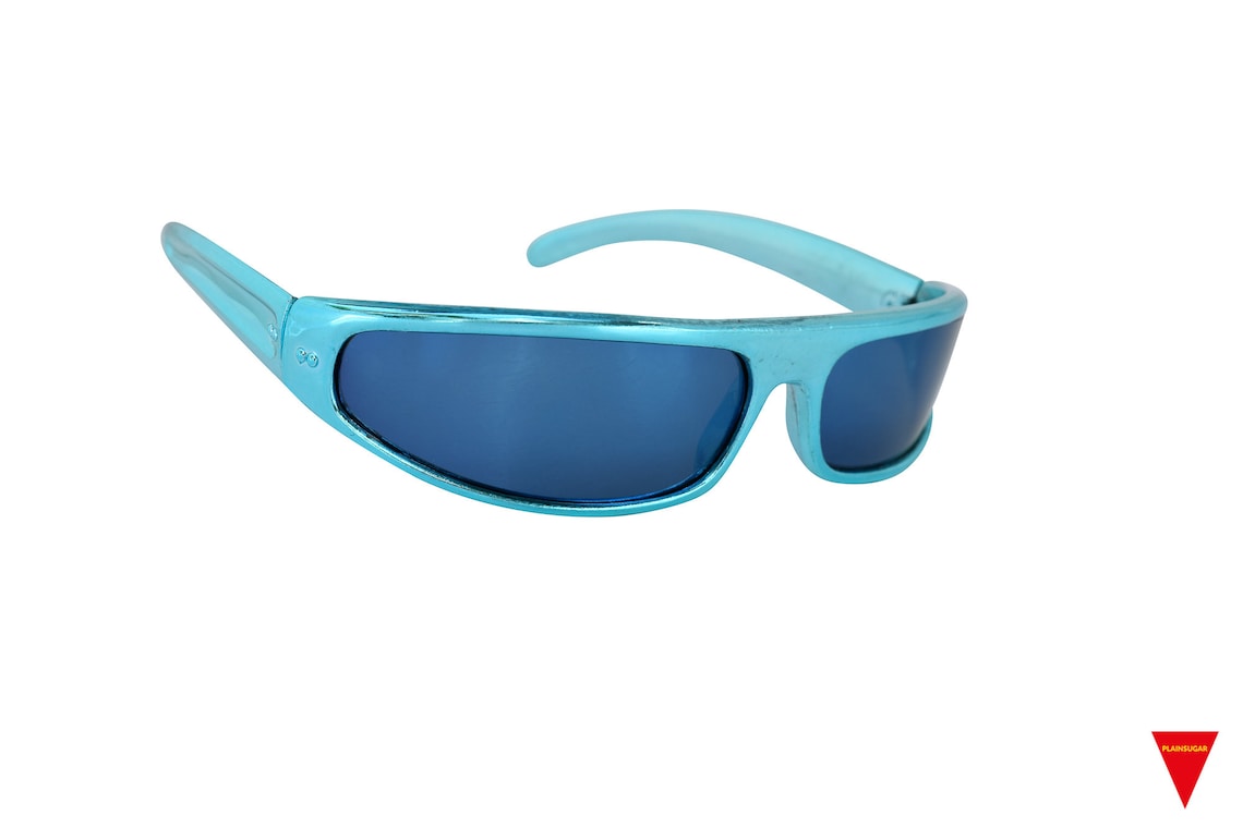 Vintage Wrap Around Sunglasses Blue Frame From The 70s Etsy