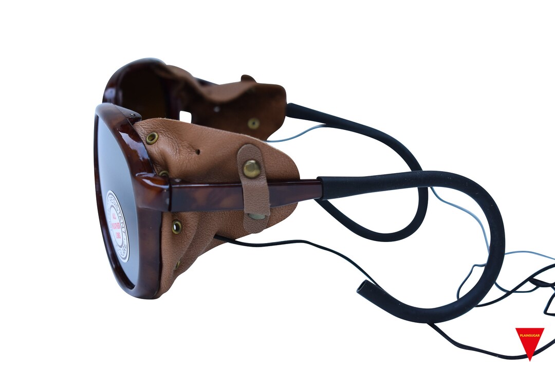 70’s Shield Aviator Sunglasses Tortoise Brown Nylon Frame With Mirrored ...